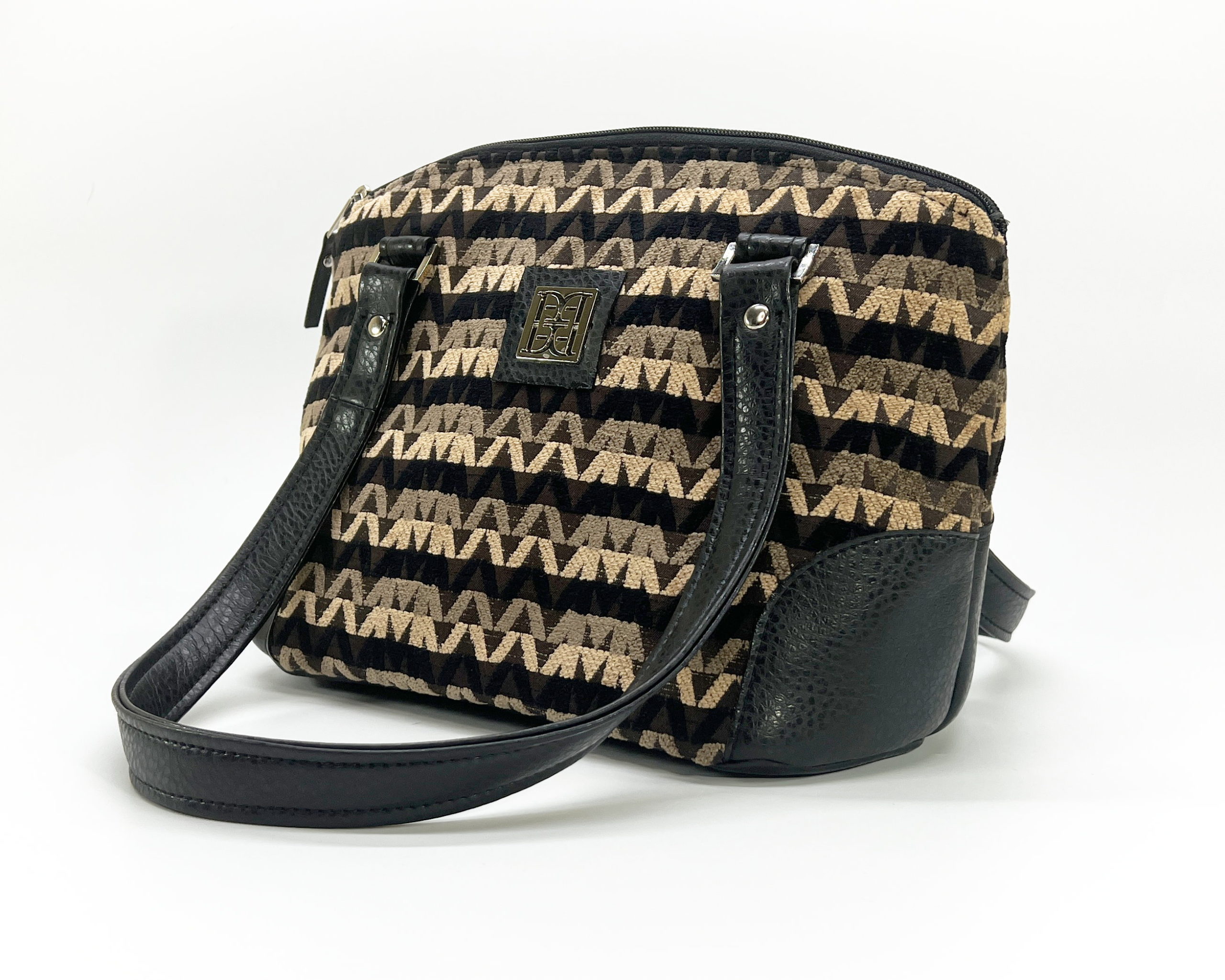 Caro Shoulder Bag - Black and Tan Print - MAD Bags